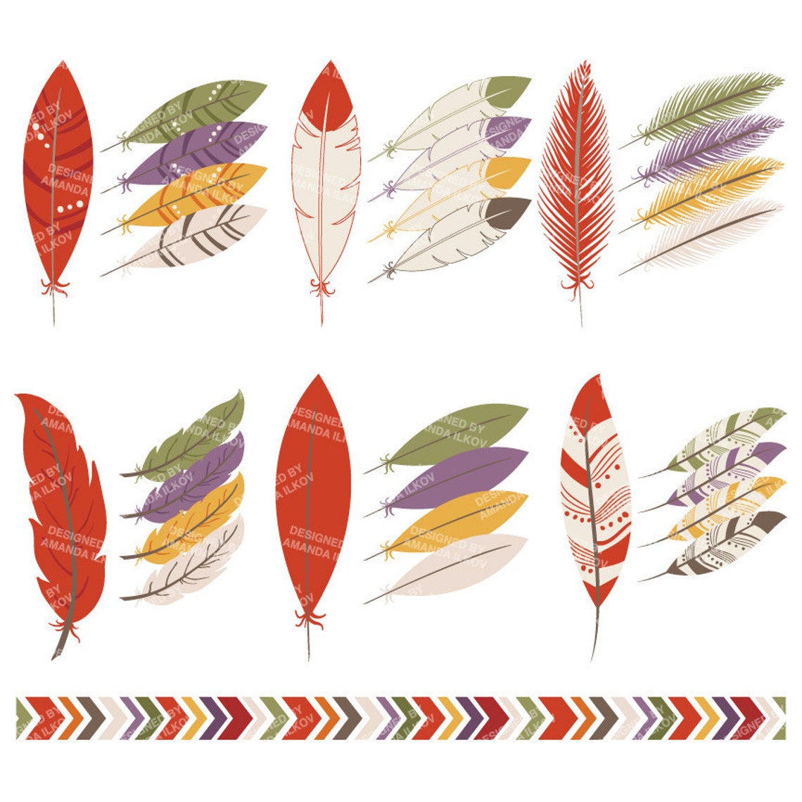 Professional Tribal Feathers Clipart & Vectors in Autumn - Etsy
