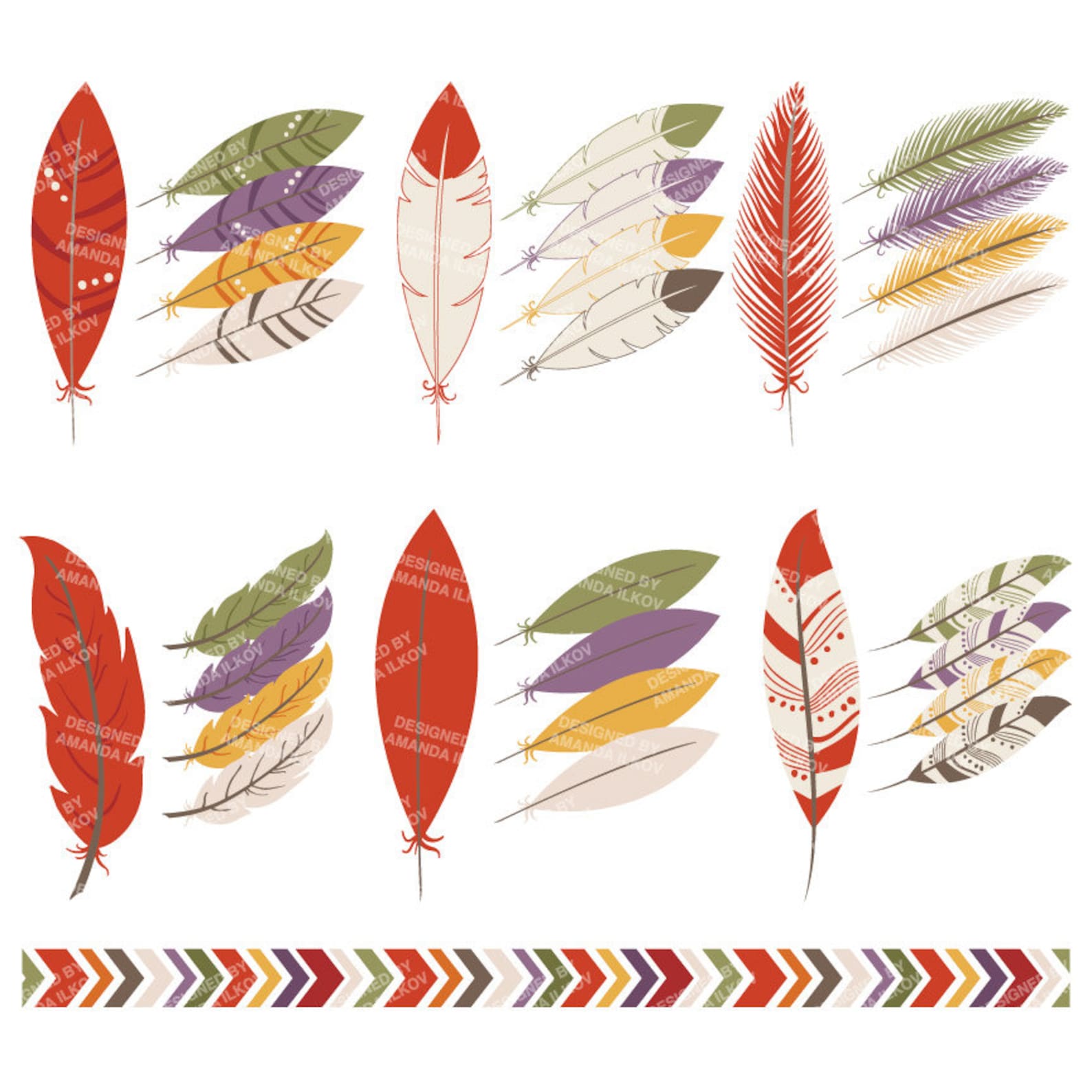 Professional Tribal Feathers Clipart & Vectors in Autumn - Feathers ...