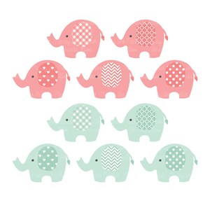 Premium Elephant Clipart, Vectors & Digital Papers in Mint and Coral ...