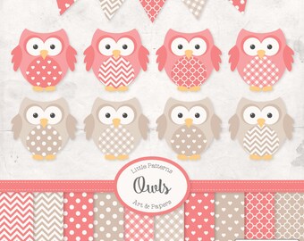 Baby Owl Clip Art Girl Owl Clipart Rainbow Owls on Branches - Etsy