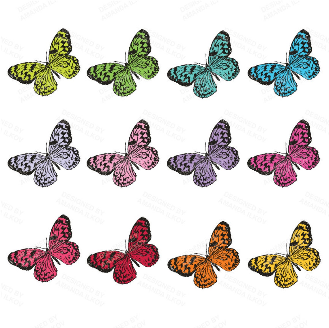 Professional Hand Sketched Butterfly Clipart Butterfly Clip | Etsy