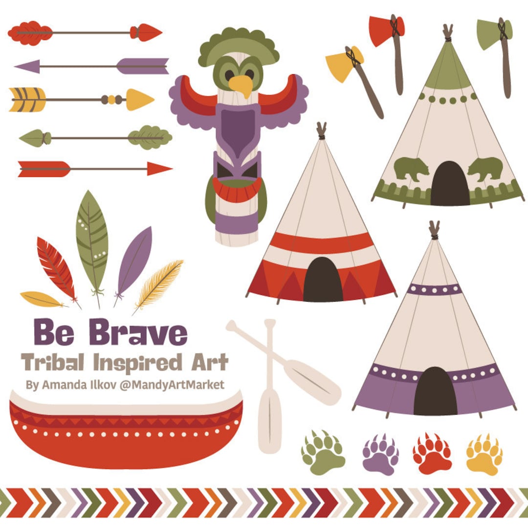 Professional Tribal Clipart & Vectors Tribal Clip Art Tipi - Etsy
