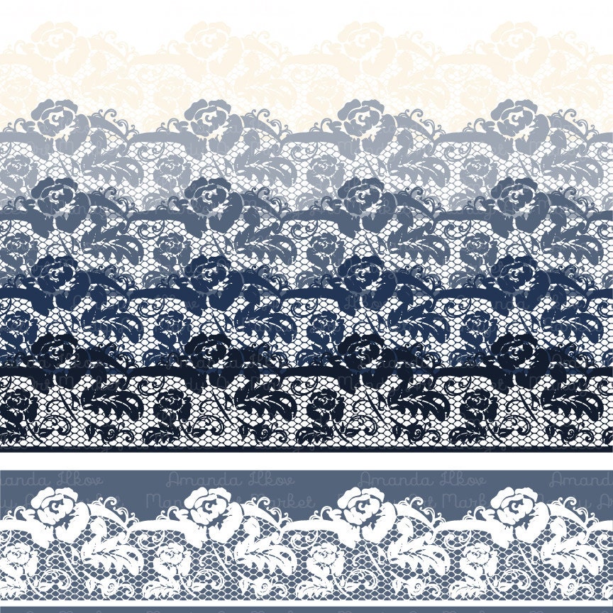 Professional Rose Lace Borders in Navy - Lace Border, Lace Clipart ...