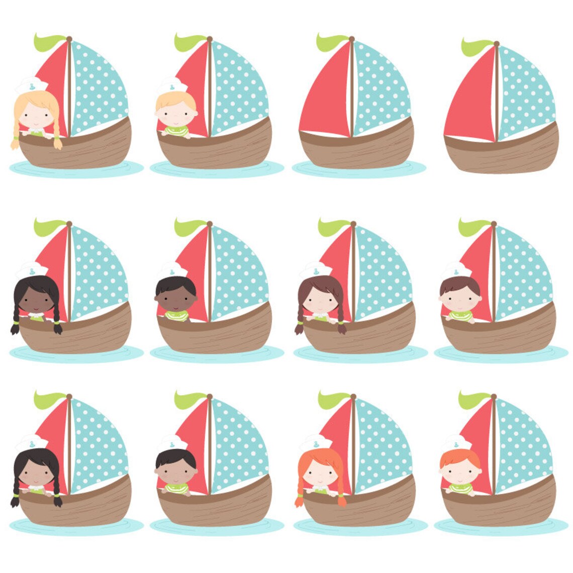 Cute Sailing Clipart in Fresh - Cute Nautical Clipart, Nautical Vectors ...