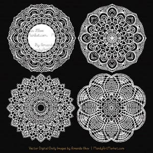 Premium Large White Lace Doily Vectors - Doily Clipart Images, Digital ...