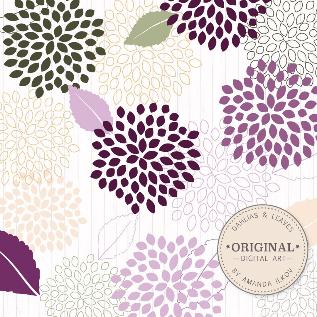 Premium Dahlia Clipart & Vectors - Plum Purple Dahlia Clip Art, Dahlia ...