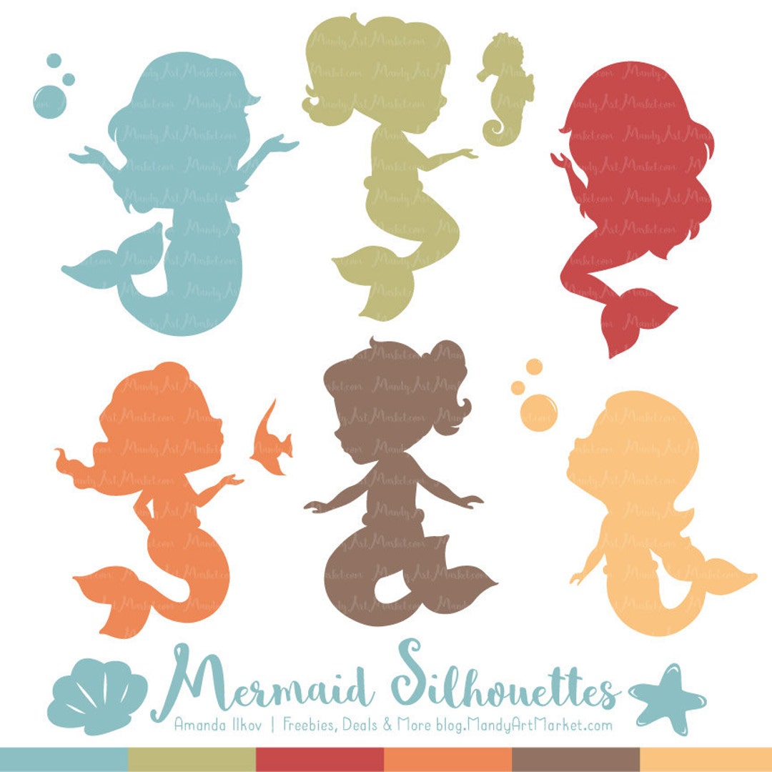 Professional Mermaid Silhouettes Clipart in Vintage Boy Vintage ...