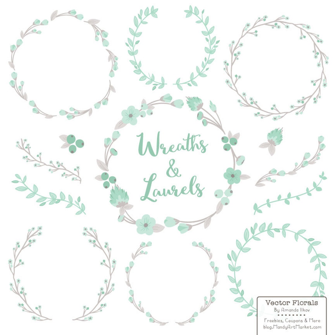 Premium Floral Wreaths & Laurels in Mint - Mint and Peach Flower Wreath ...