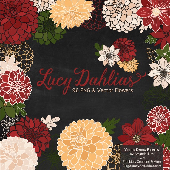 Lucy Dahlia Clipart & Vectors en Navidad flores de navidad - Etsy México