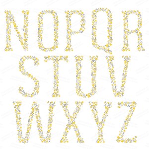 Professional Floral Alphabet Clipart & Vectors - Yellow Floral Monogram ...