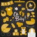 Premium Oh Baby Clipart & Vectors Set in Mustard - Mustard Yellow Baby ...