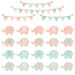 Premium Elephant Clipart, Vectors & Digital Papers in Mint and Peach ...