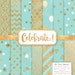 Celebrate Gold Foil Digital Papers in Aqua Party Patterns - Etsy