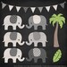 Patterned Grey Elephants Clipart and Digital Papers - Grey Elephant ...