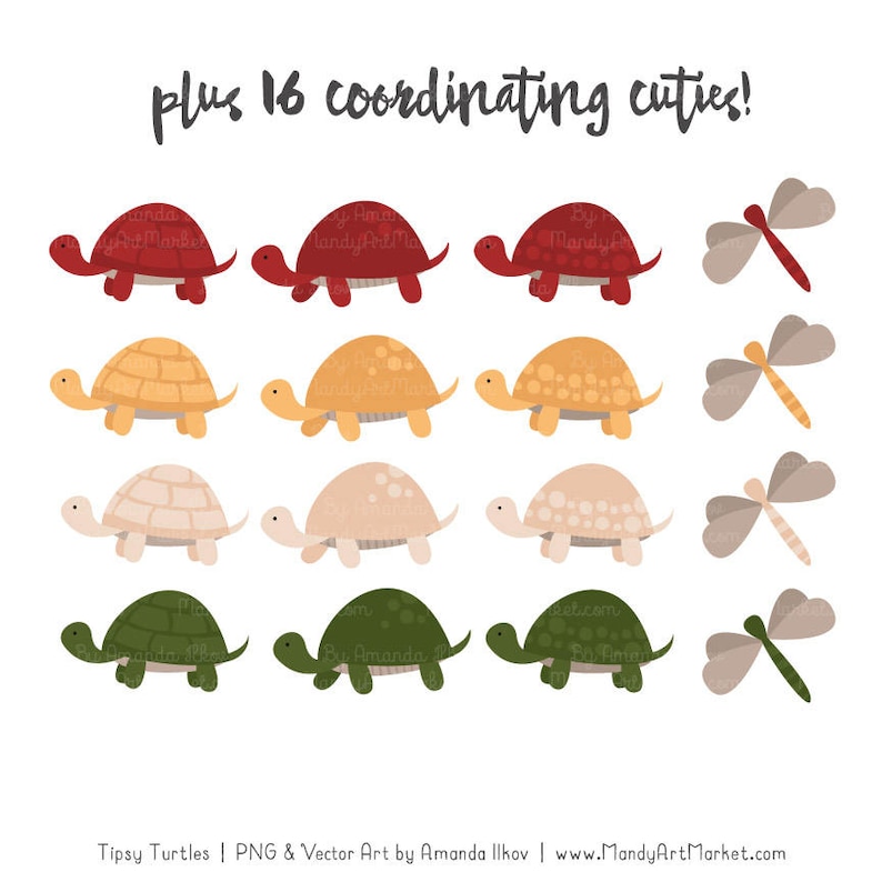 Professional Turtle Stack Clipart in Christmas Turtle | Etsy