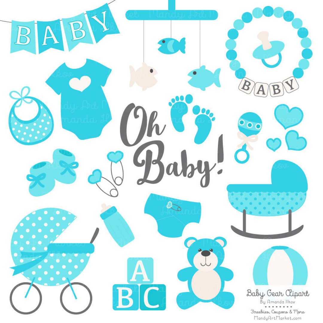Premium Oh Baby Clipart & Vectors Set in Tropical Blue - Tropical Blue ...