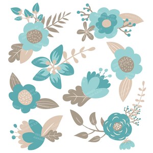 Premium Vintage Blue Flowers Clipart & Floral Vectors - Vintage Blue ...
