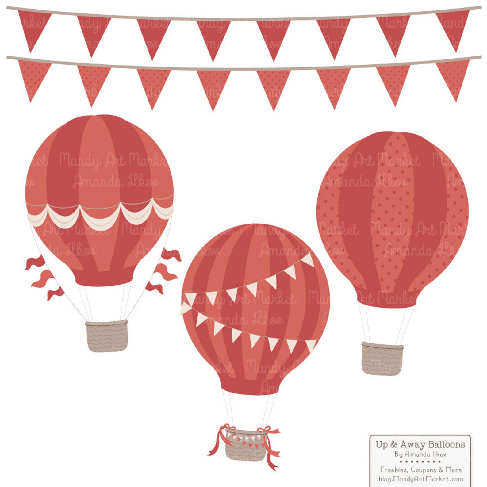 Autumn Hot Air Balloons Clipart With Digital Papers Fall Hot - Etsy