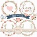 Premium Wedding Floral Clipart & Vectors Navy and Blush Wedding Clipart ...
