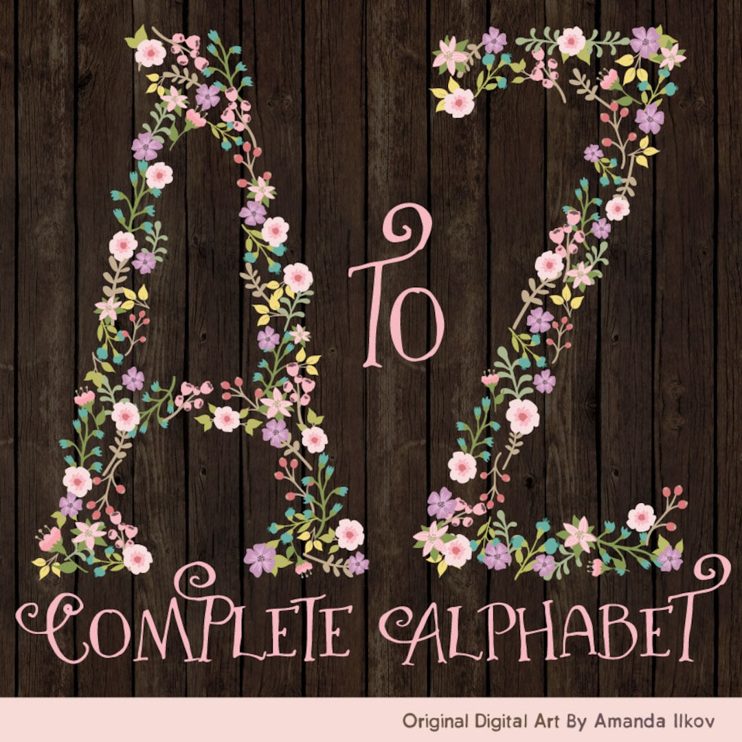 Professional Floral Alphabet Clipart & Vectors - Floral Monogram Clip ...