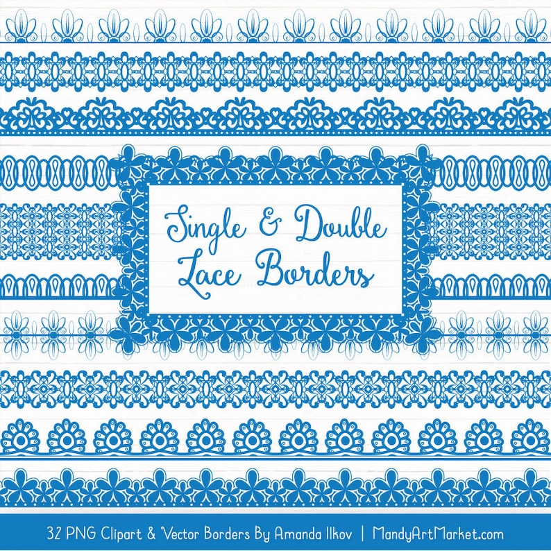 Blue Lace Borders Clipart & Vectors Blue Lace Borders Blue - Etsy
