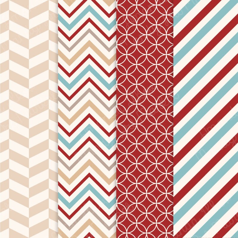Professional Geometric Digital Papers & Vectors in Red Robin ...