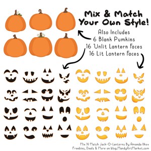 Mix N Match Jack O Lantern Clipart & Vectors - Halloween Clipart, Jack ...