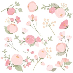 Emma Floral Bunches Clipart & Vectors - Pink Flowers, Pastel Flowers ...