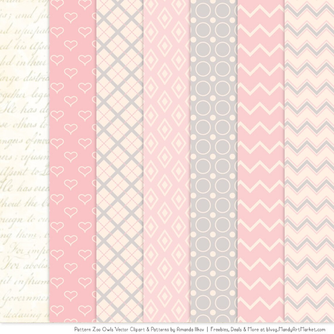 Patterned Soft Pink Owls Clipart and Digital Papers Soft | Etsy