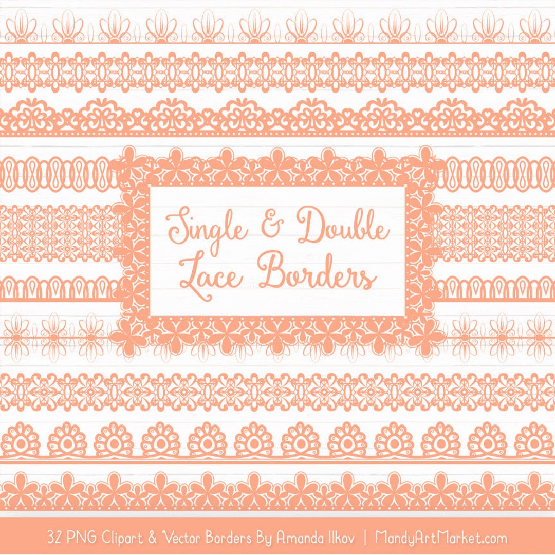 Peach Lace Borders Clipart & Vectors - Peach Lace Borders, Peach Vector ...
