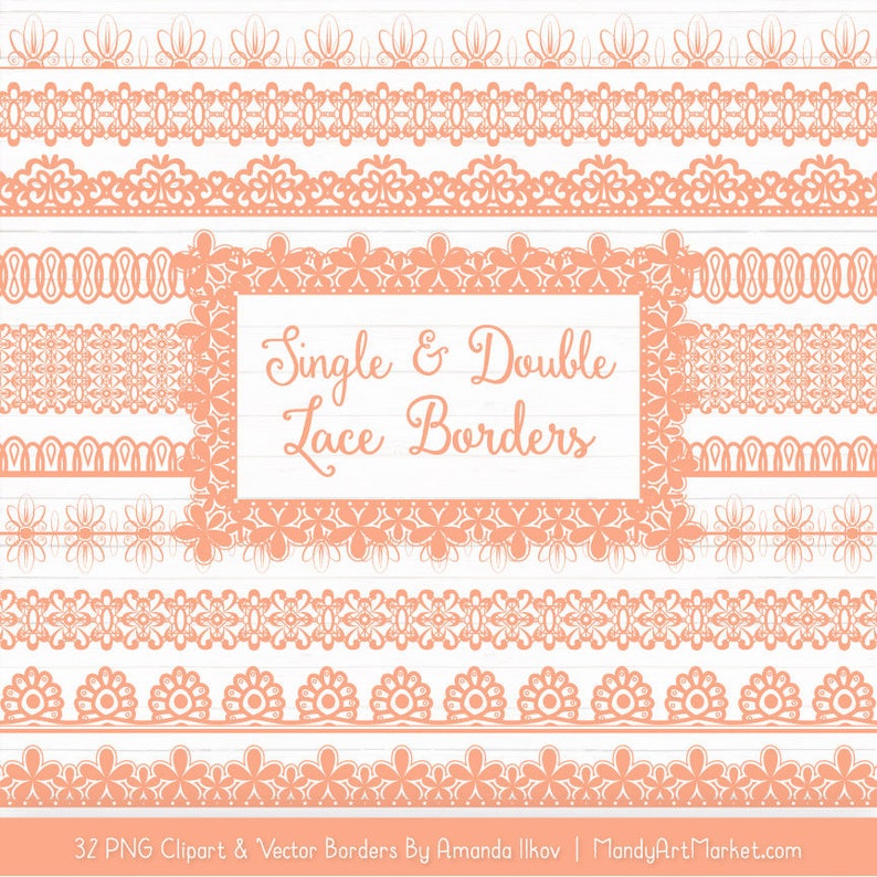 Peach Lace Borders Clipart & Vectors Peach Lace Borders - Etsy