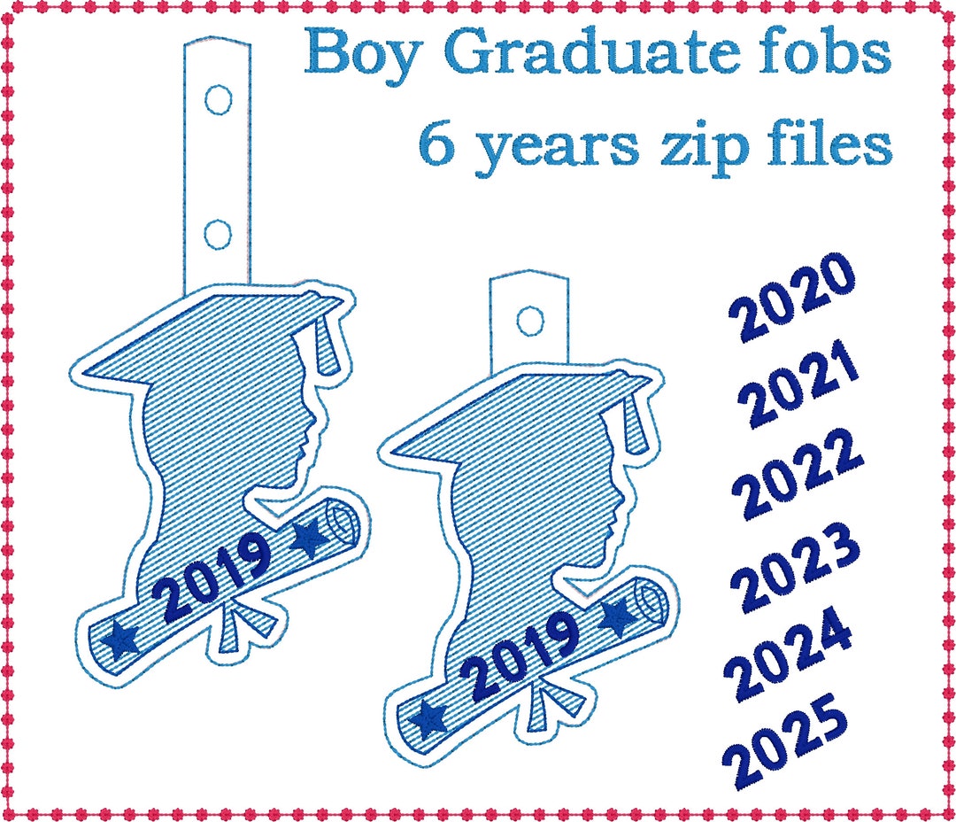 Boy Graduate Fobs Embroidery Design Plus 6 Years of Extra Files - Etsy