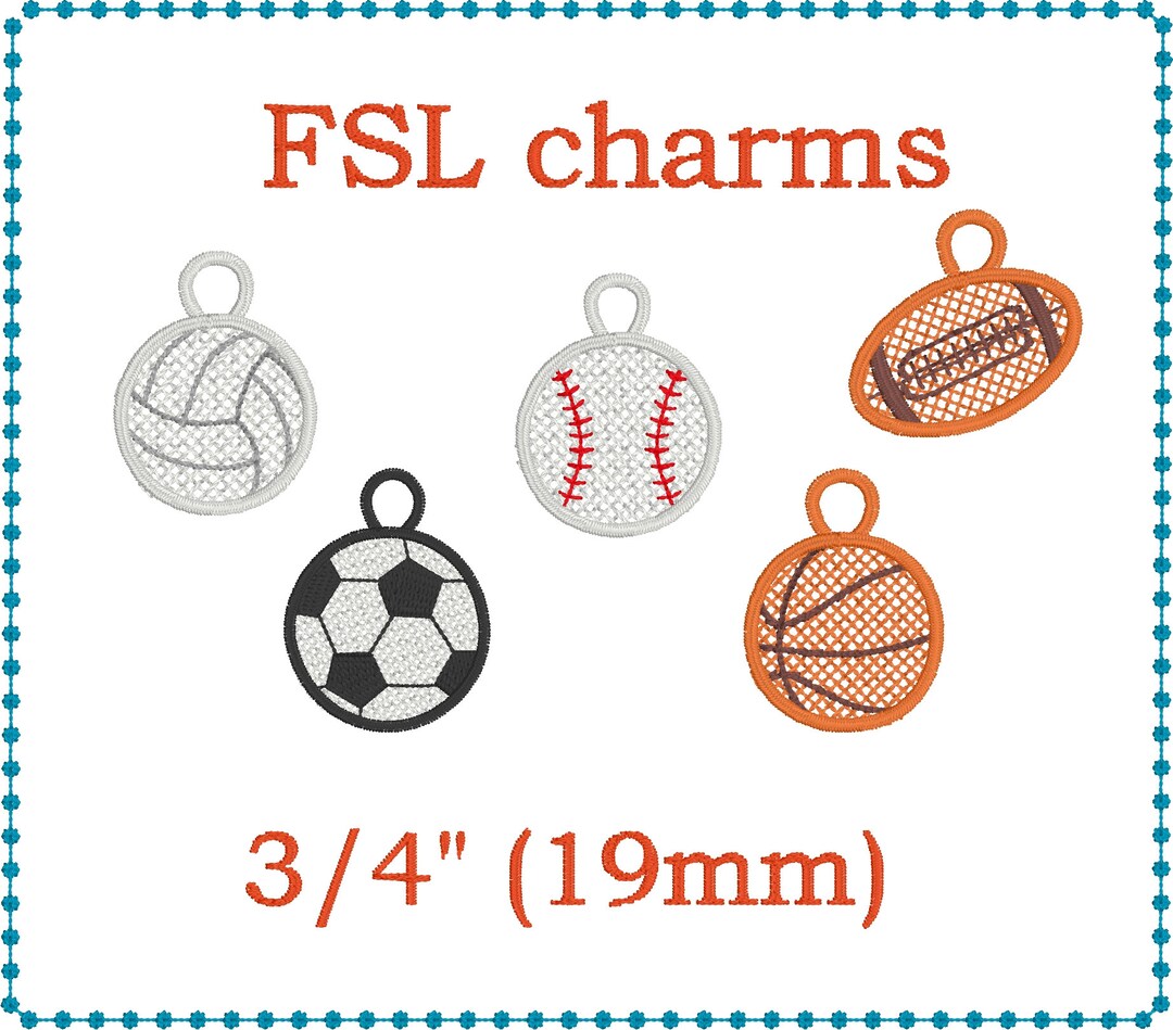 FSL Sports Charms-earrings Embroidery Designs. 5 Designs-football ...