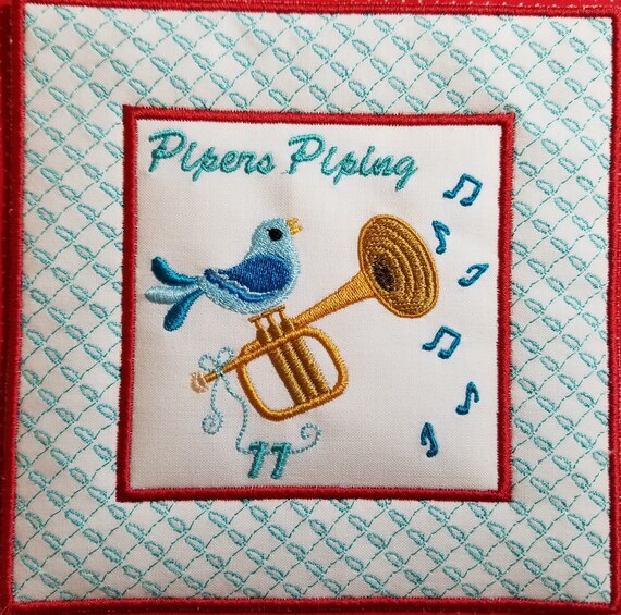 11 Pipers Piping embroidery design. Quilt blocks in 4x4 5x5 | Etsy