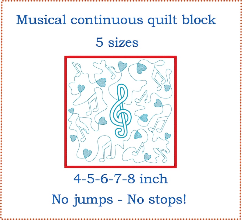 Musical Continuous Quilt Block Embroidery Designs. 5 Files | Etsy