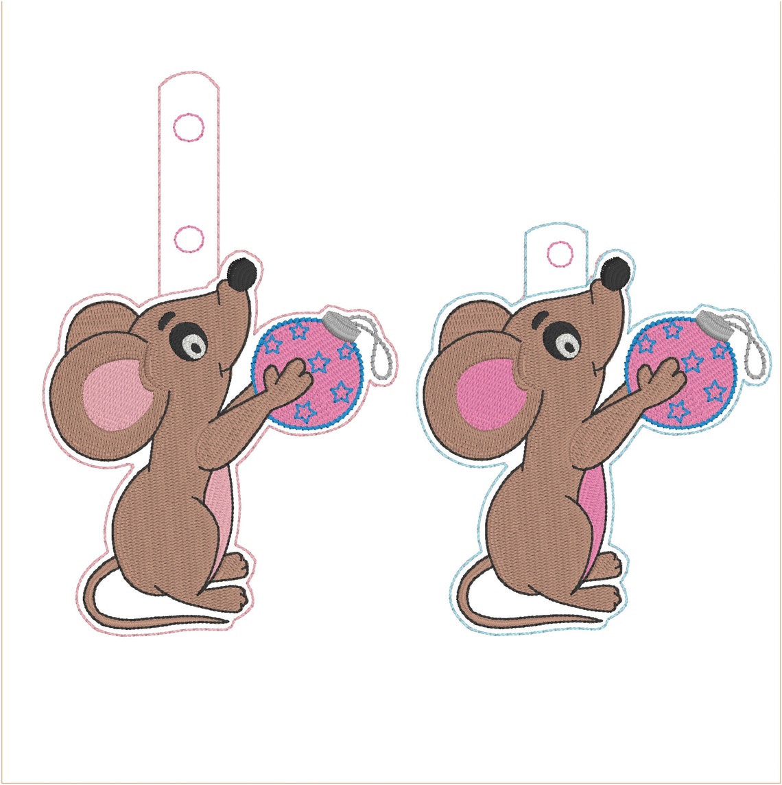Mouse With Ball Gift Ornament Embroidery Design. in the Hoop | Etsy