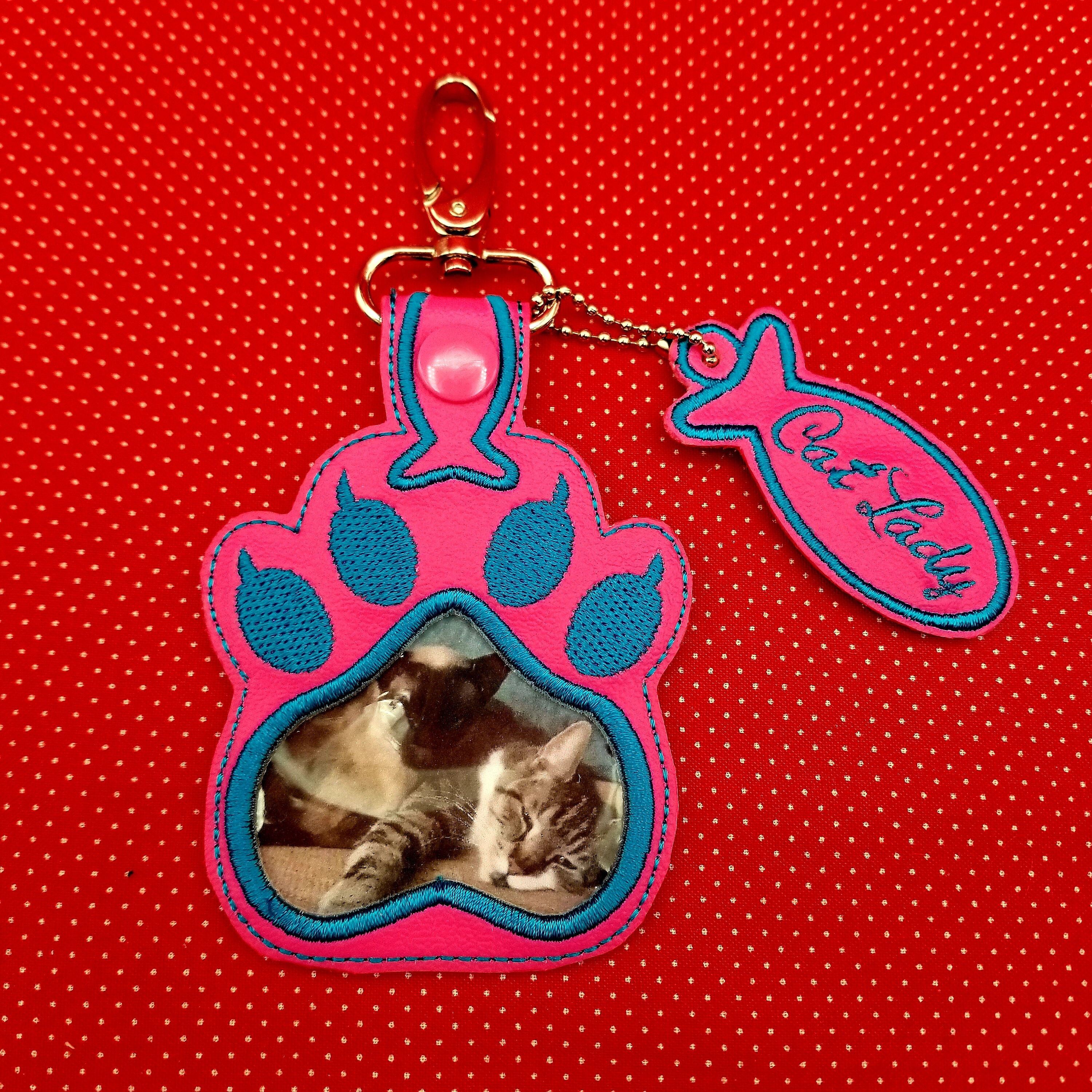 Catprint Photo Fobs and Cat Lady Charm ITH Embroidery Designs. - Etsy
