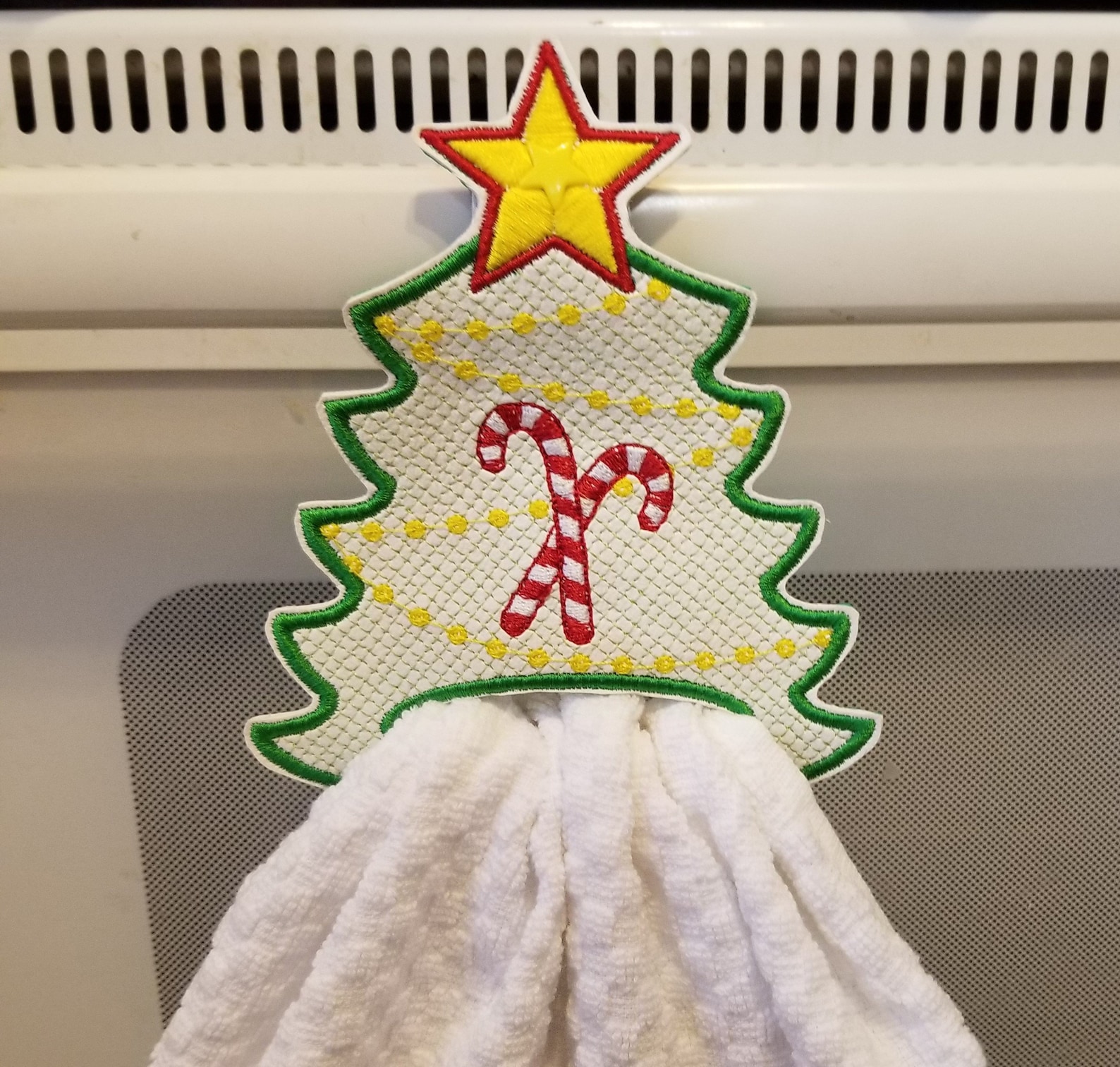Tree Cross Stitch Motif Towel Holder Embroidery Design With Shortie Tab ...