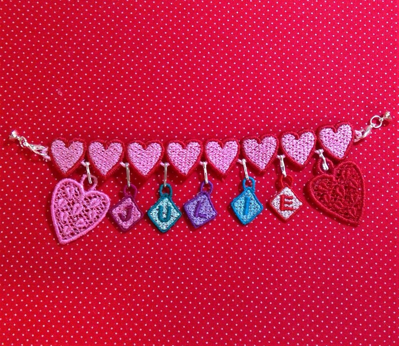 FSL Heart Bracelet Embroidery Design for Charms and Letters. 4 - Etsy