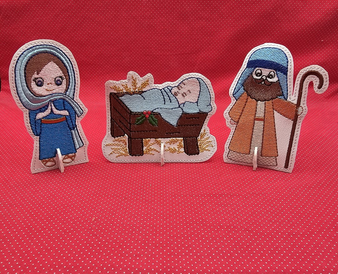 Nativity Baby Jesus Mary and Joseph Patchies Little People Embroidery ...