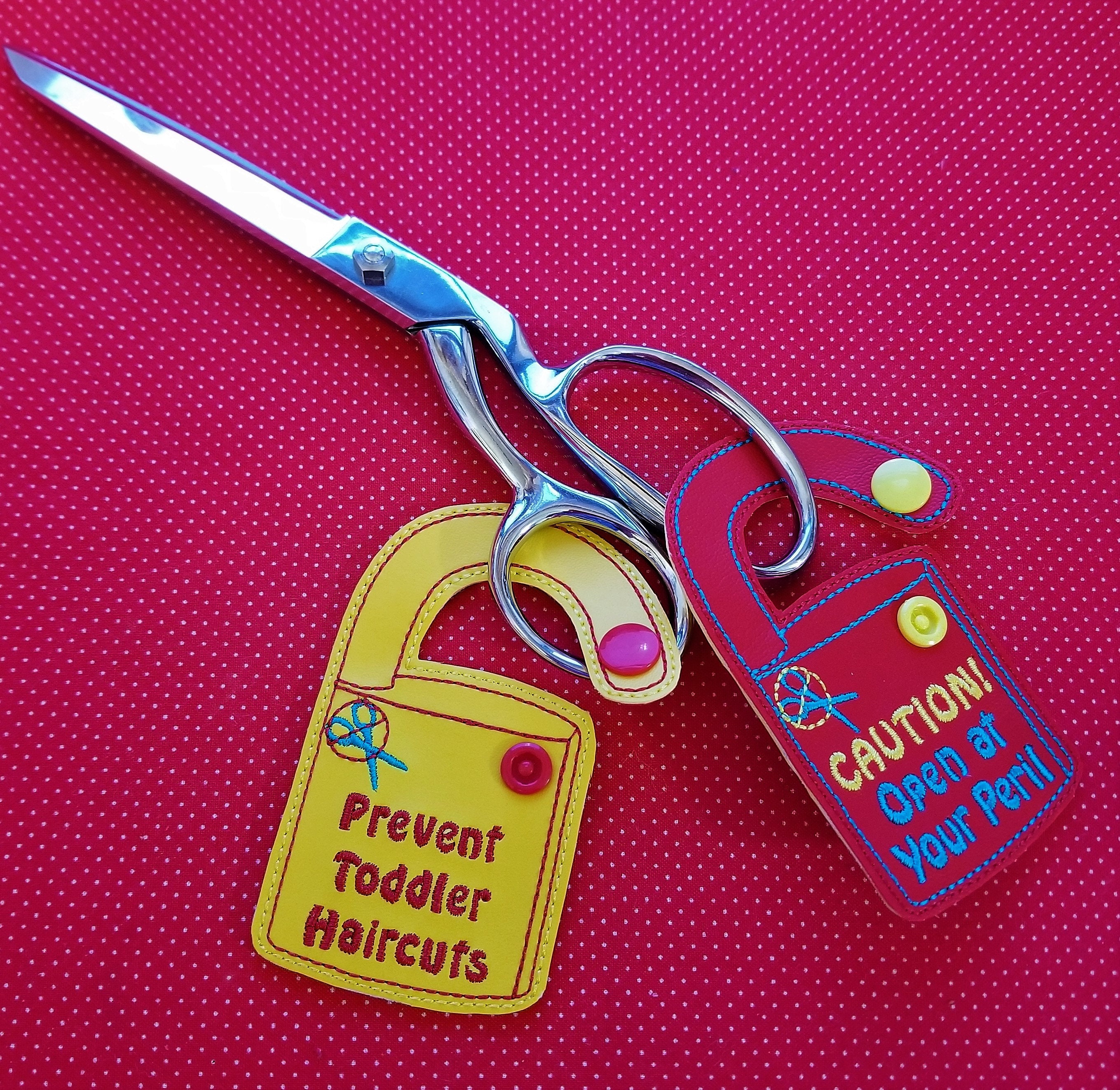 Scissor Lock Fobs Embroidery Design. ITH 4x4 Snap Tab Tags - Etsy