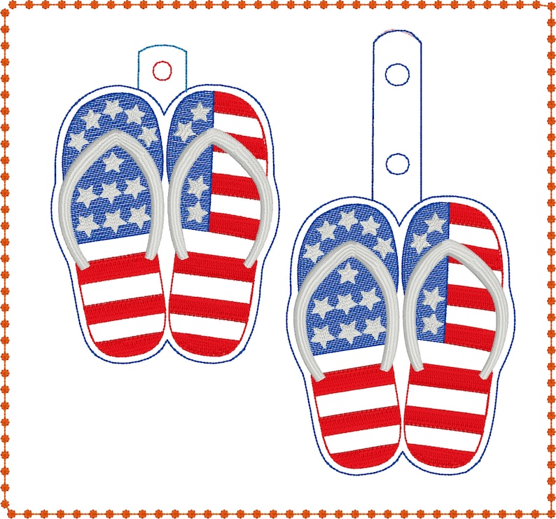 Patriotic Flip Flops ITH Embroidery Design. Stars and Stripes for July ...