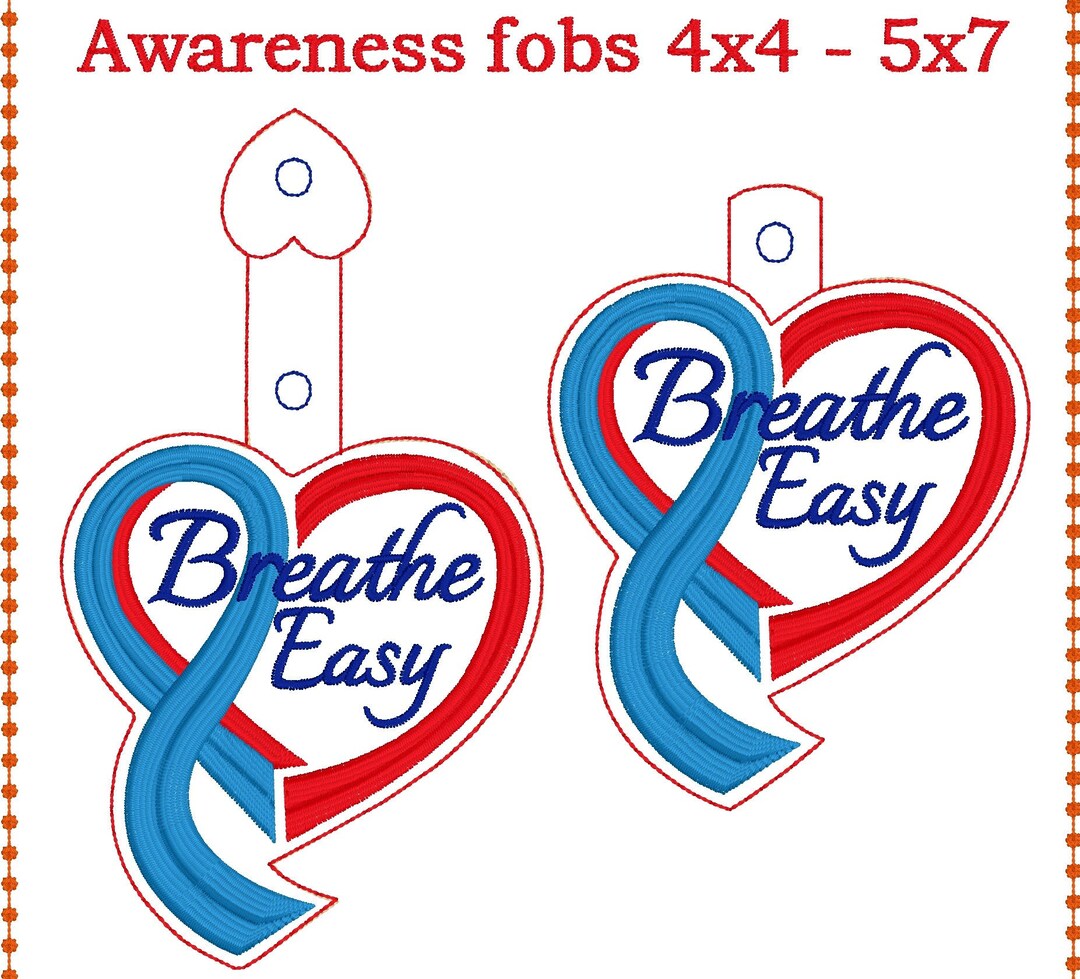 IPF Awareness Fobs ITH Embroidery Design Keyfob-snaptab-4x4 and 5x7 - Etsy