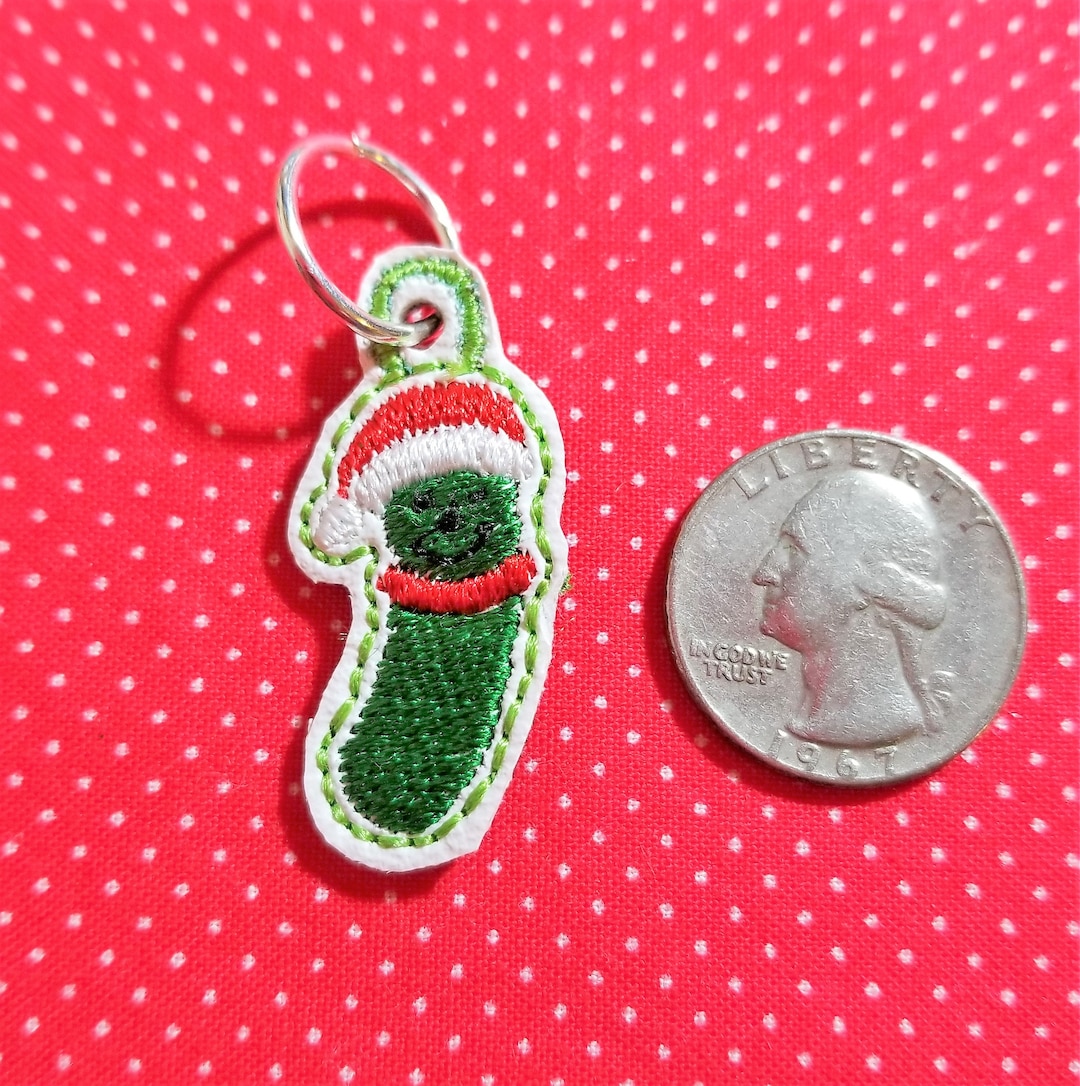 Pickle Charm Embroidery Design. ITH Design for Bag Tags, Earrings, Wine ...