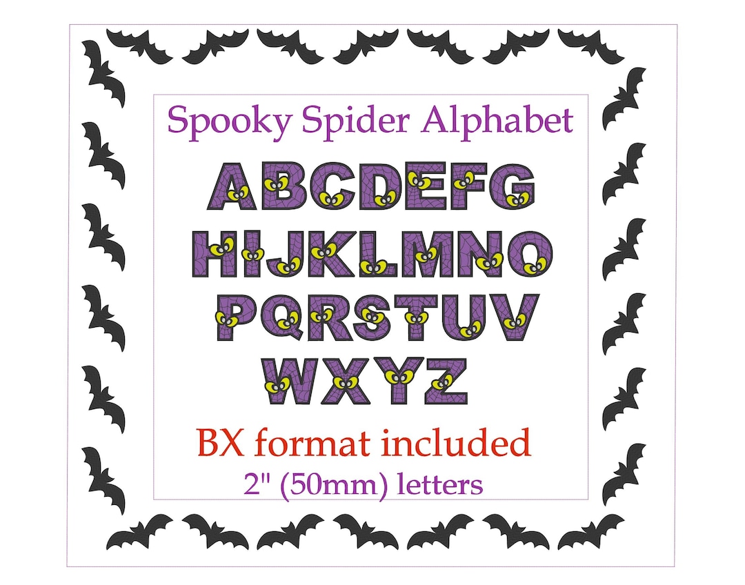 Spooky Spider Alphabet Embroidery Designs. BX Files Included. Bonus ...
