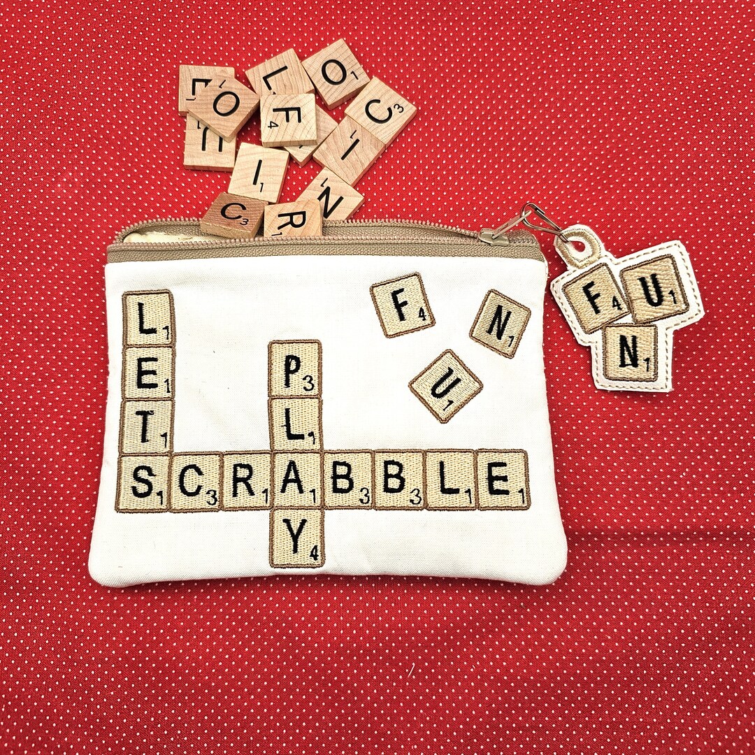 Word Tiles Zip Bag With Charm Embroidery Designs. 5x6-1/2" and 6x9" 2 ...