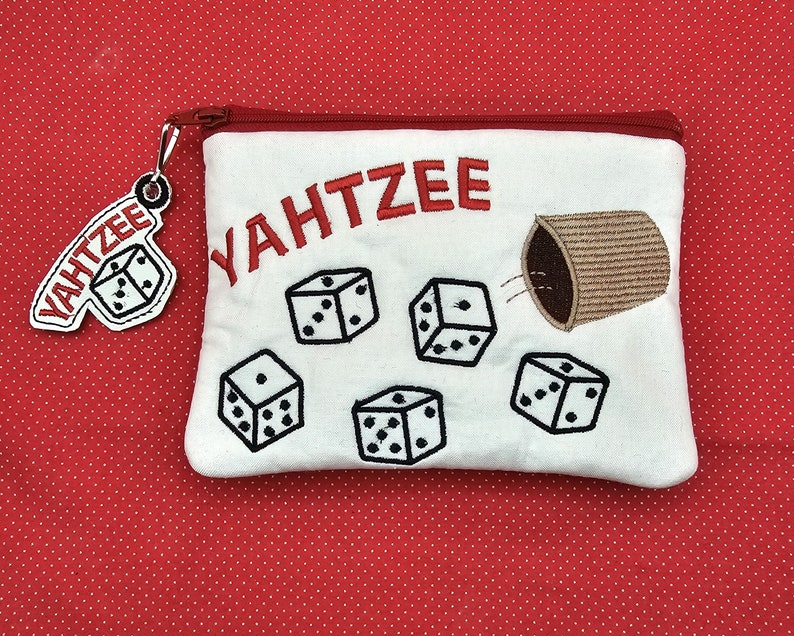 Yahtzee Deluxe Bag, Charm, Cup, Tray, Tray Insert, Embroidery Designs ...