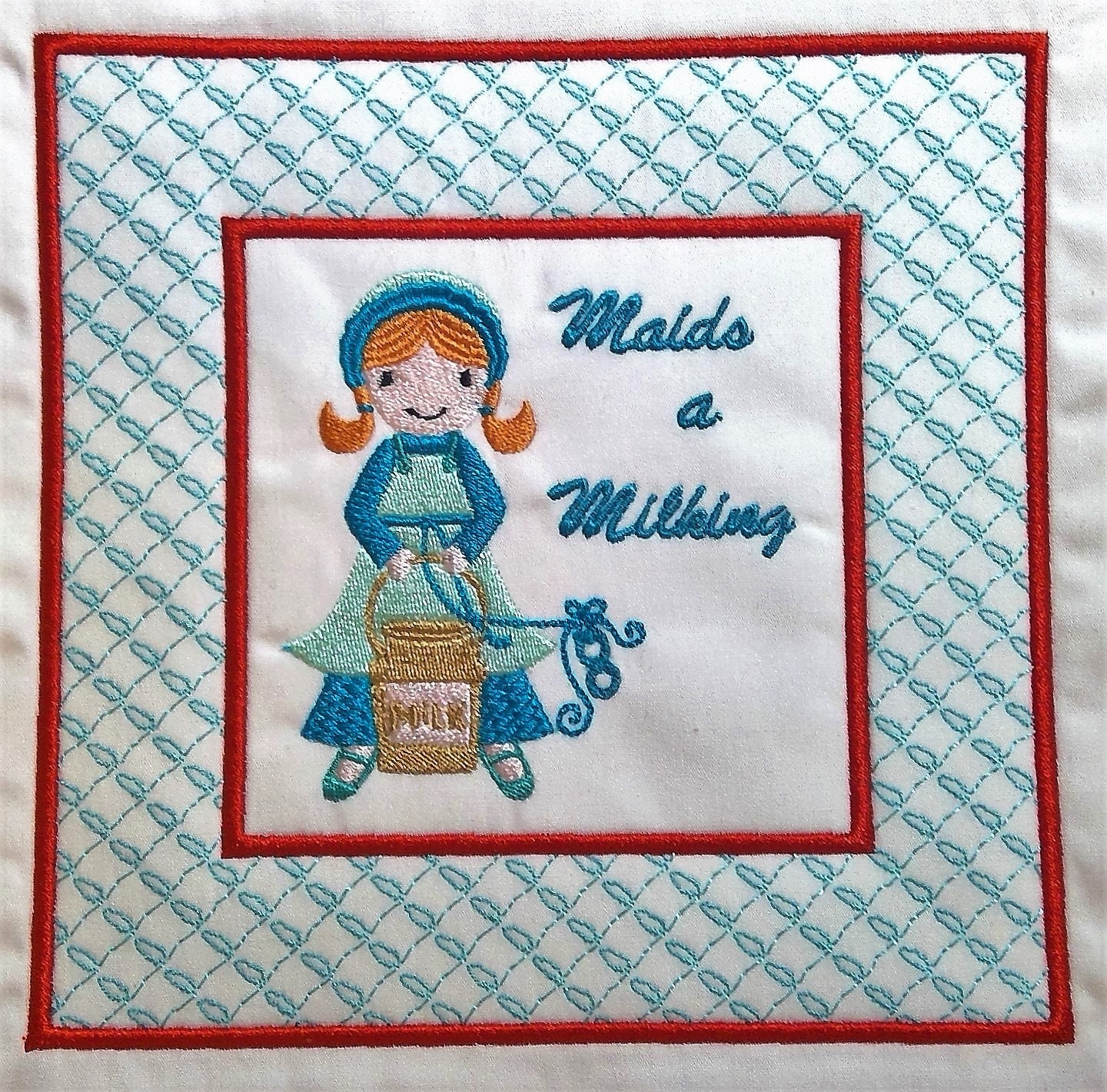 8 Maids A Milking Embroidery Design. Quilt Blocks in 4x4 - 5x5 - 6x6 ...