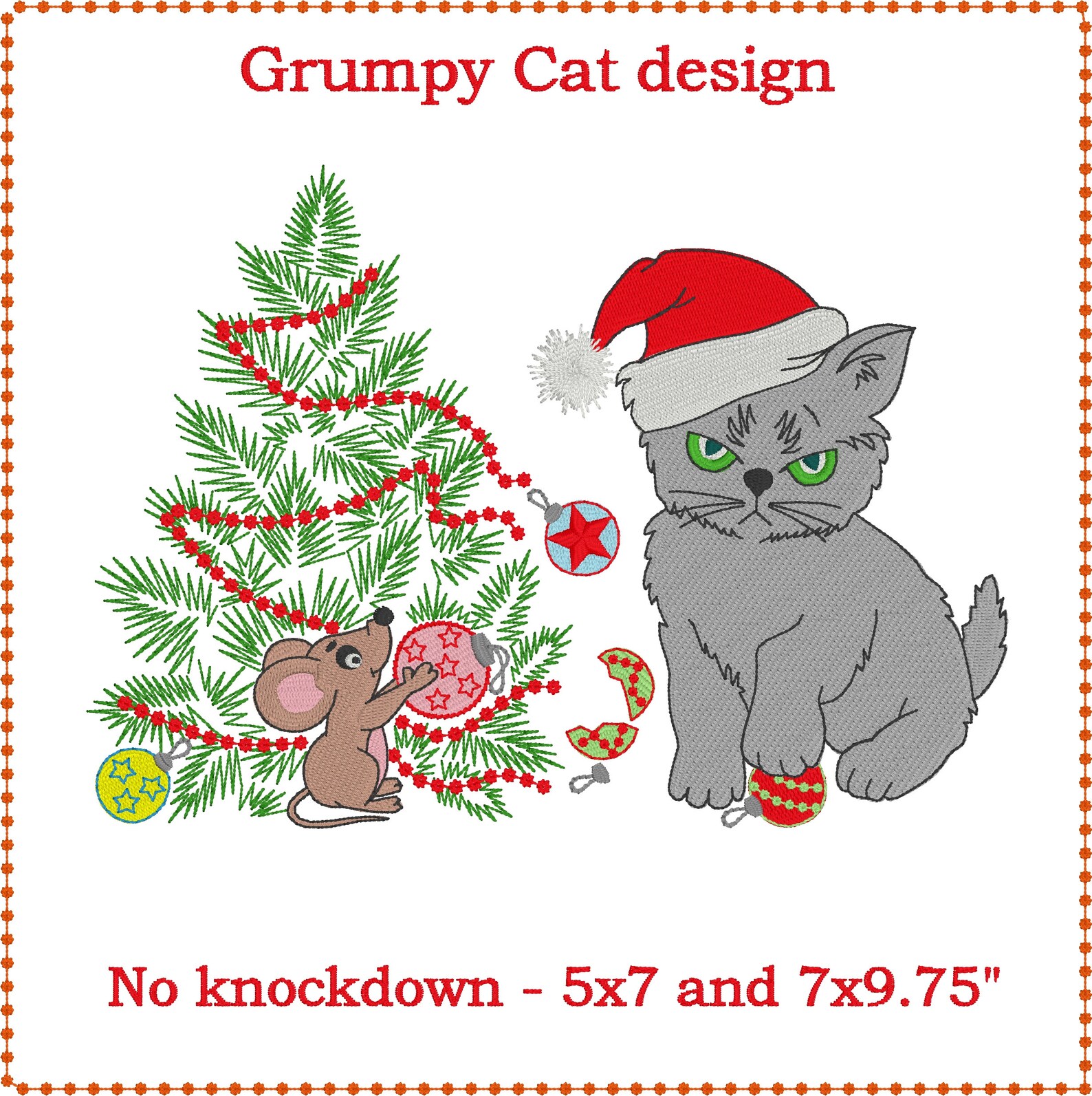 Grumpy Cat and Mouse Embroidery Design With Knockdown and - Etsy