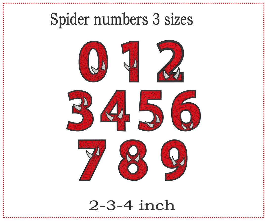Spider Numbers Embroidery Design 3 Sizes - 2-3-4- Inch-numbers ONLY - Etsy